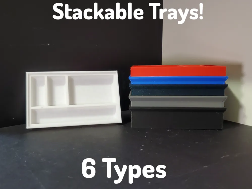 Stackable Storage Trays - 6 Types! by DR3D_Prints - MakerWorld