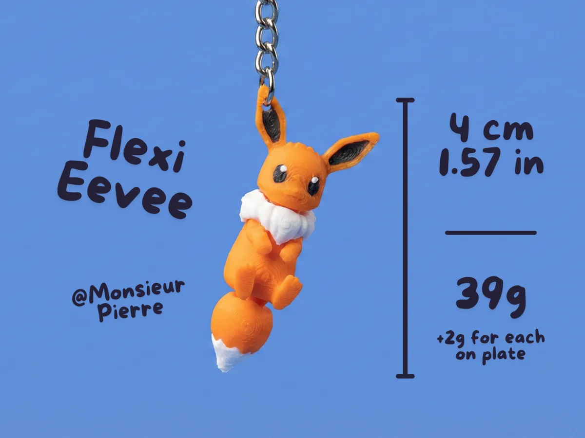 Flexi Eevee – Cute Pokemon Articulated Keychain - Free 3D Print Model ...