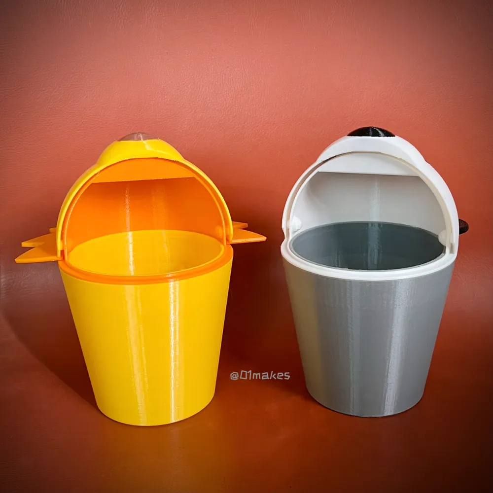 Cute Lion Desk Trash Bin Panda Flip Lid Waste Can by 01makes - MakerWorld