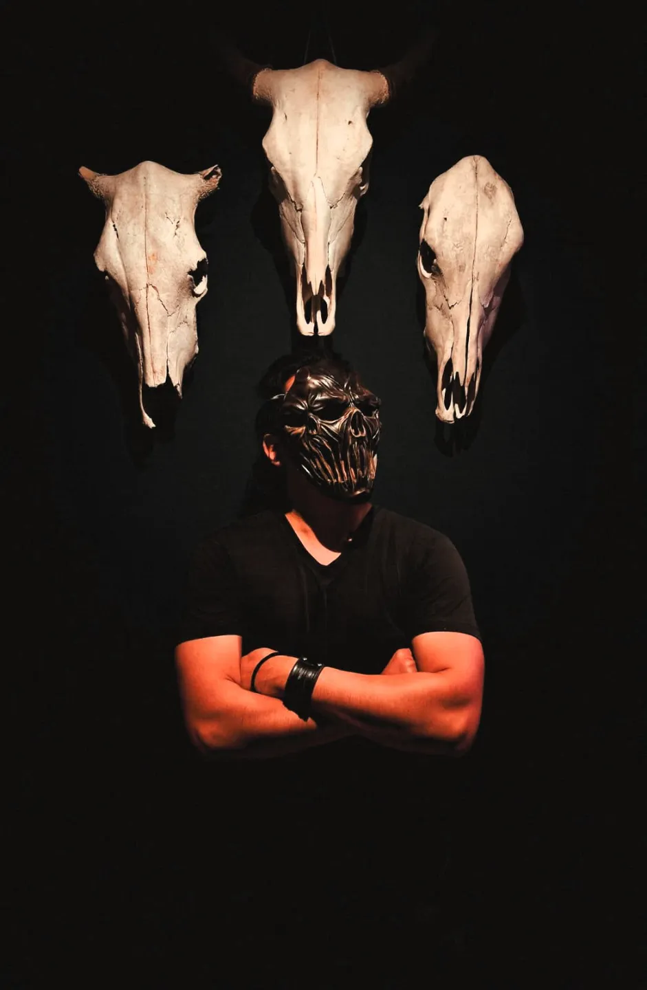 Triple skull wearable mask (single print) by Nico - MakerWorld