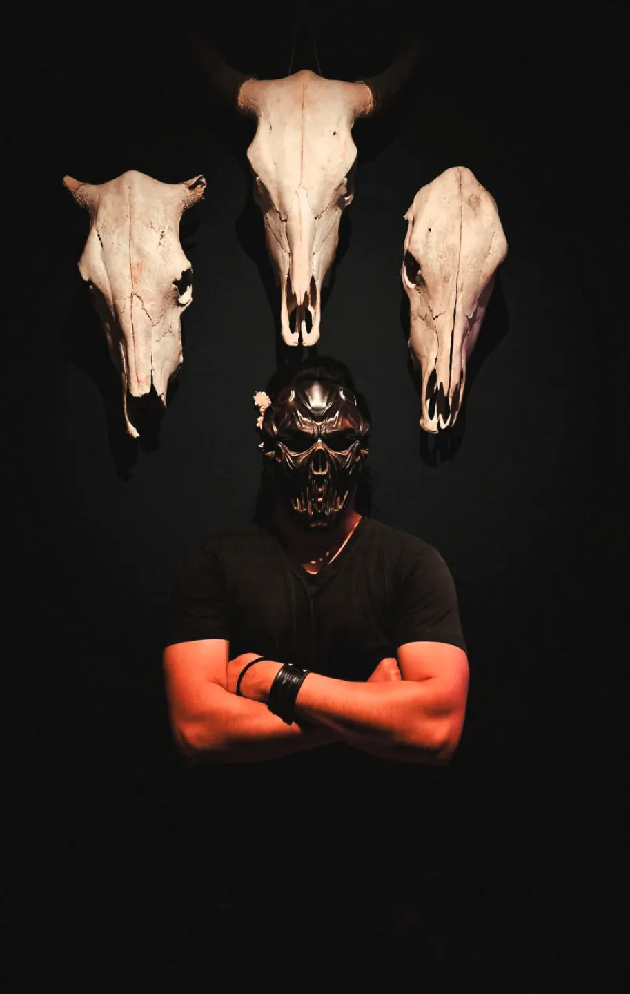 Triple skull wearable mask (single print) by Nico - MakerWorld