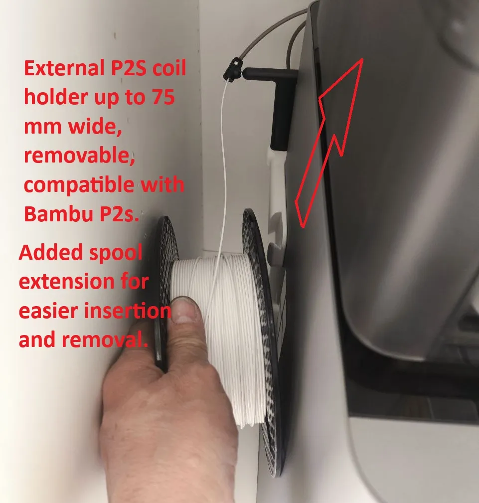 Removable P2S spool holder for narrow cabinets - Free 3D Print Model ...