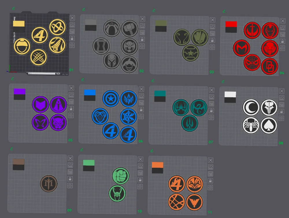 Marvel Rivals Hero Logos - Cor - Não precisa de AMS! - Modelo gratuito ...