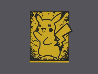 Pikachu Pokemon Detailed 2D Silhouette Art by BluB - MakerWorld
