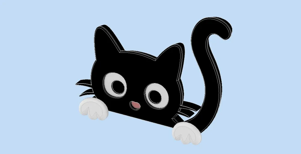 Curious Cat – Monitor-Deko - Free 3D Print Model - MakerWorld