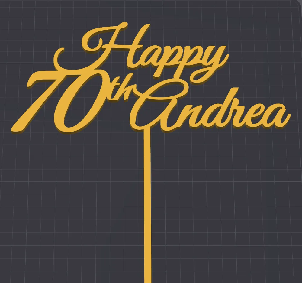 Cake Topper Happy Birthday Andrea 70th - Free 3D Print Model - MakerWorld