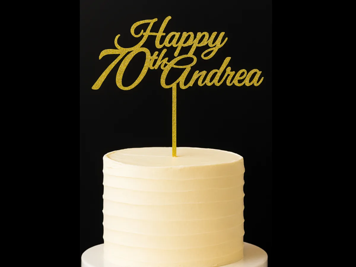 Cake Topper Happy Birthday Andrea 70th - Free 3D Print Model - MakerWorld