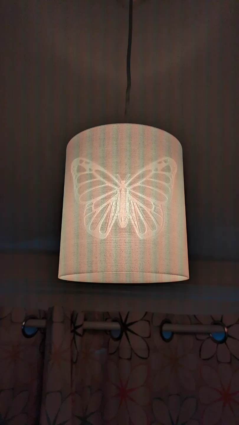 Butterfly embossed lamp shade for UK pendant by Bob Dobber - MakerWorld