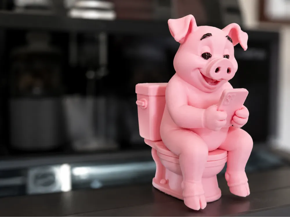 Toilet Piggy Phone Break – Funny 3D Print Figurine - Free 3D Print ...