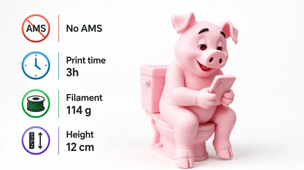 Toilet Piggy Phone Break – Funny 3D Print Figurine - Free 3D Print ...