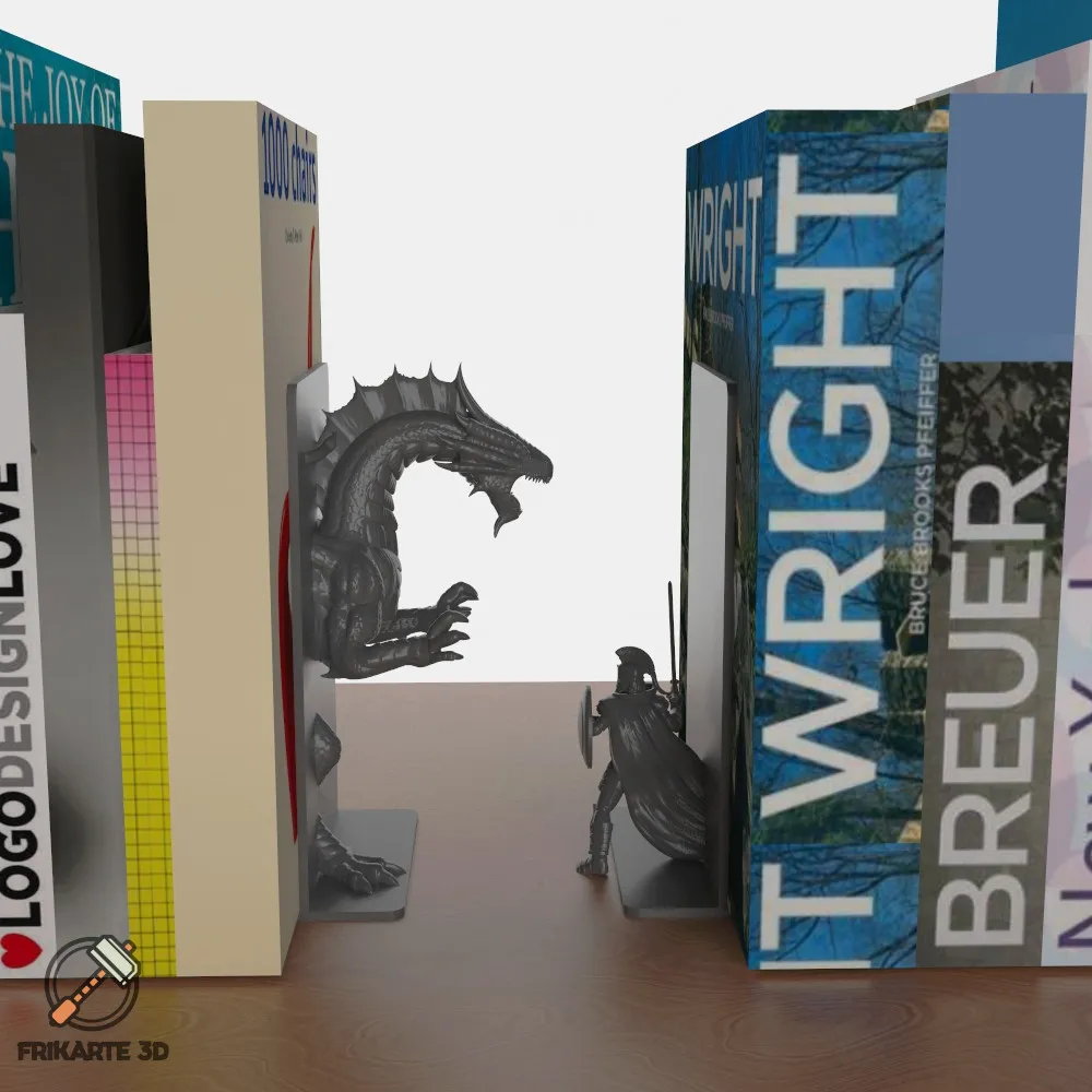 Knight vs Dragon Bookends Remixed by Frikarte3D MakerWorld: Download Free 3D Models