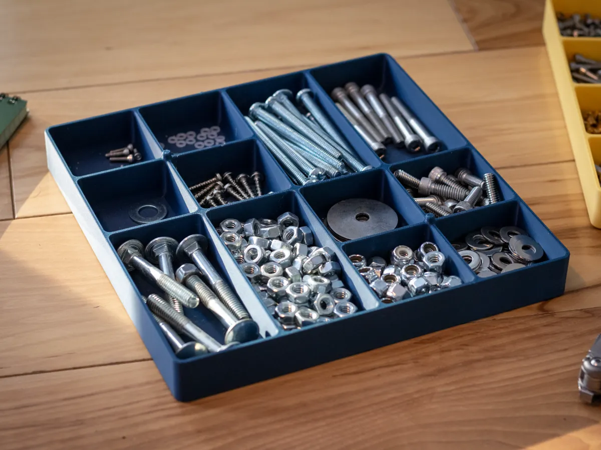 Stackable screw & small parts tray - Free 3D Print Model - MakerWorld