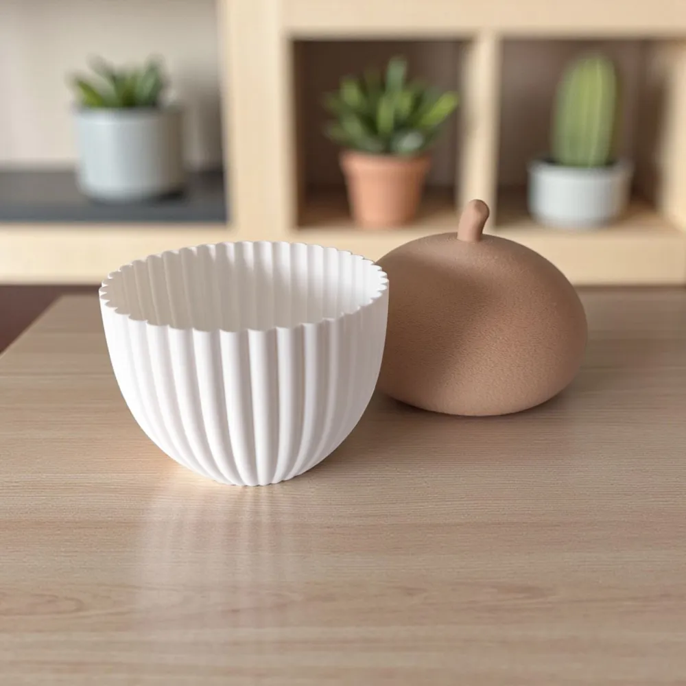 Ribbed acorn container (LED tealight compatible) by Deltaprints ...