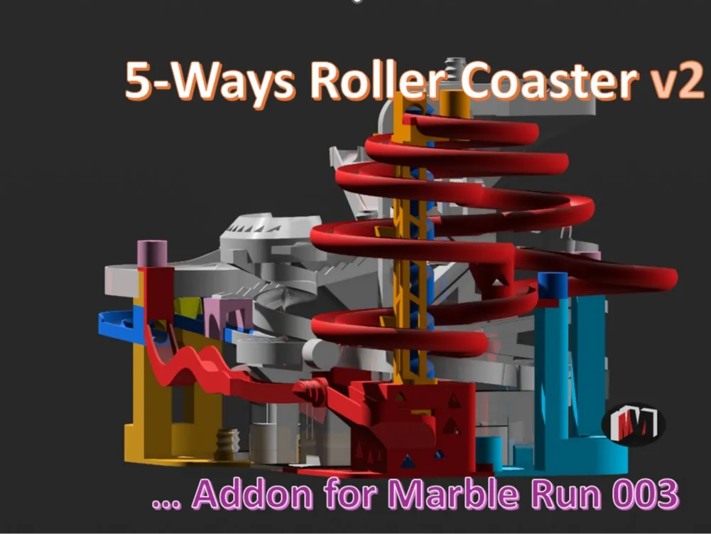 Marble Run 003 5-Ways Roller Coaster v2 Addon - Free 3D Print Model ...