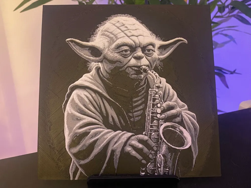 Yoda Saxophone Hueforge by EazzzMakerWorld: Download Free 3D Models