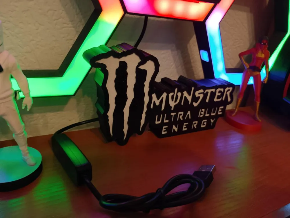 Monster Energy Ultra Blue Illuminated LED/Neon RGB - Free 3D Print ...