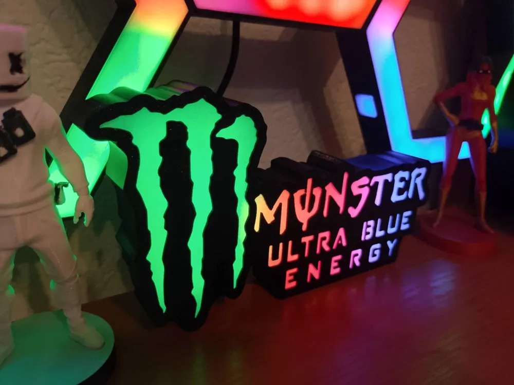 Monster Energy Ultra Blue Illuminated LED/Neon RGB - Free 3D Print ...