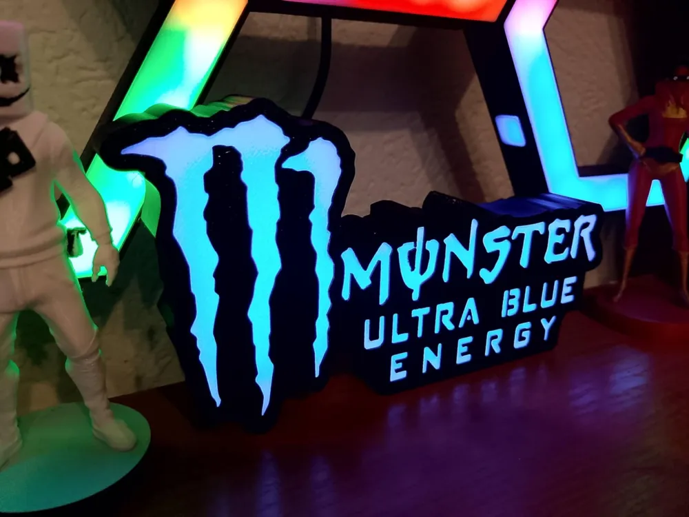 Monster Energy Ultra Blue Illuminated LED/Neon RGB - Free 3D Print ...
