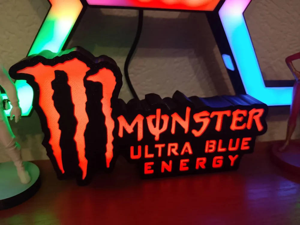 Monster Energy Ultra Blue Illuminated LED/Neon RGB - Free 3D Print ...