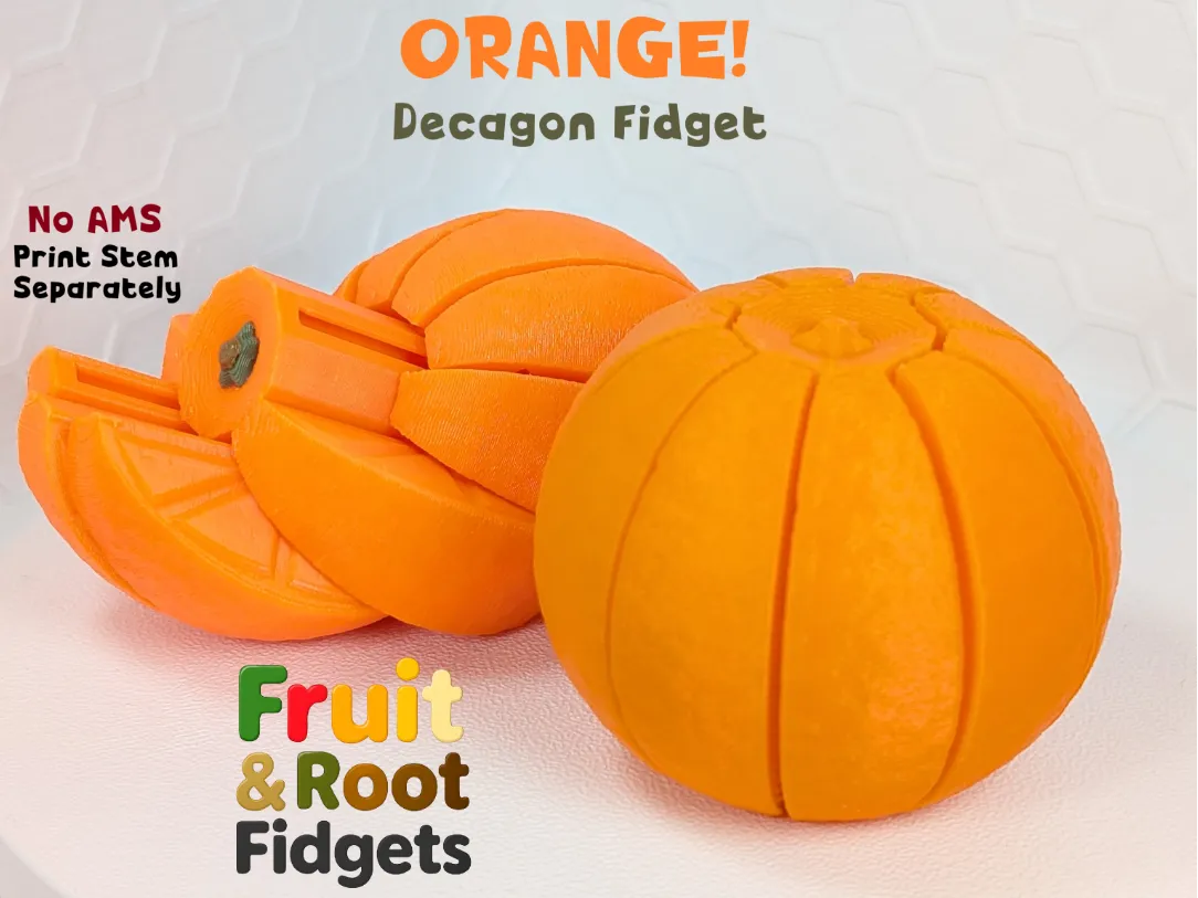 Cascading ORANGE! Decagon Fidget (NO AMS) - Free 3D Print Model ...