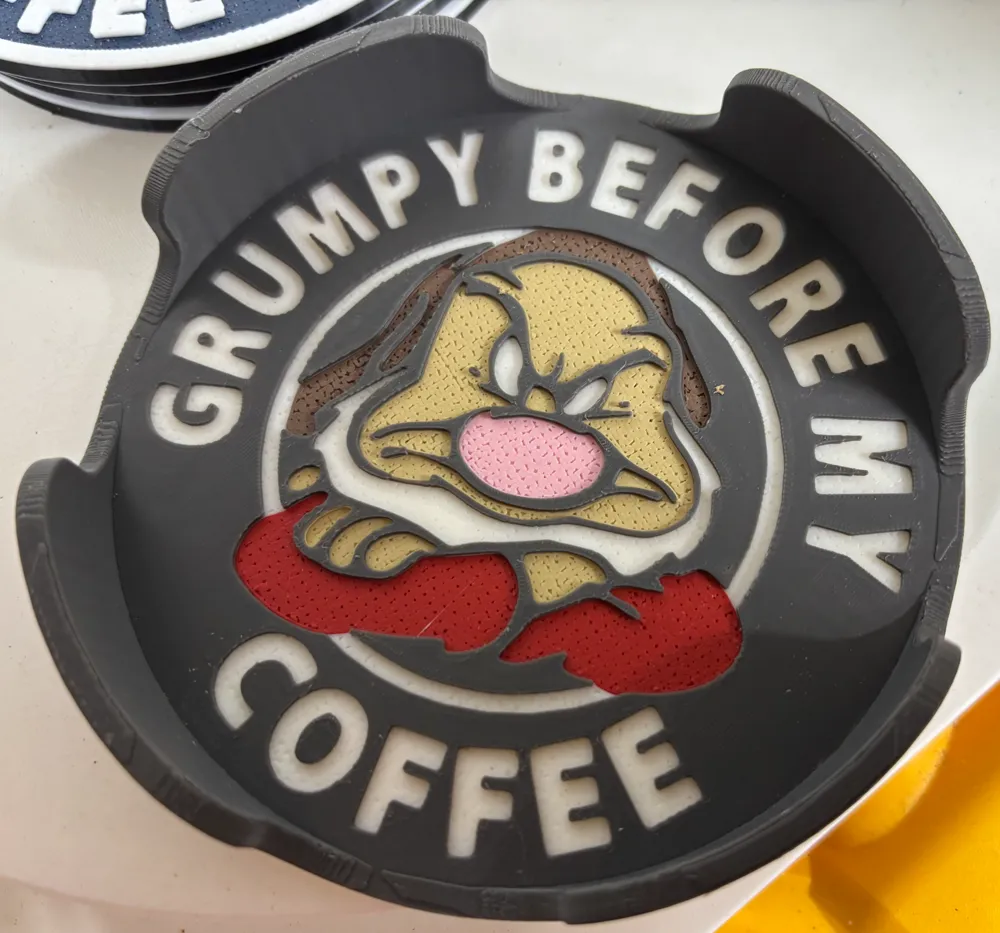 Grumpy Coasters Set. 2 sided with holder by dysfunctional dad ...