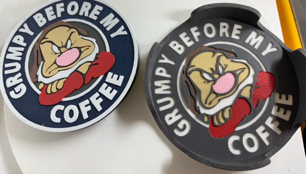 Grumpy Coasters Set. 2 sided with holder by dysfunctional dad - MakerWorld