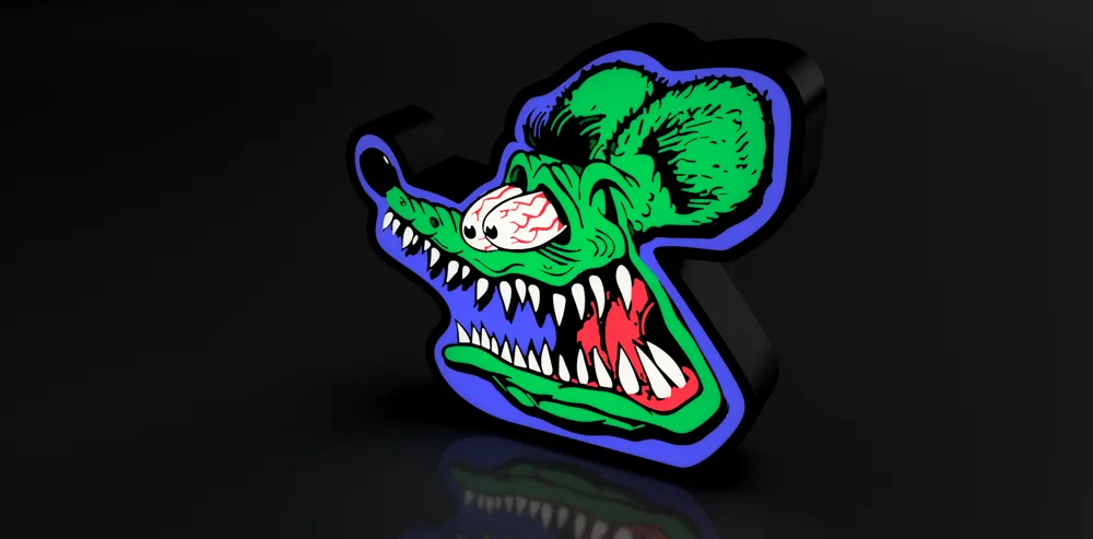 Rat Fink Head light box by wasuber - MakerWorld