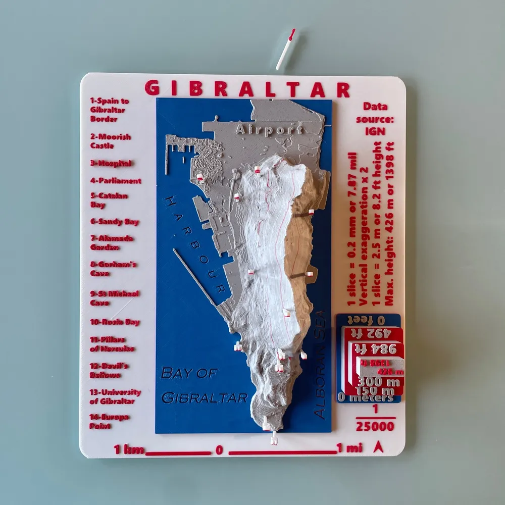 Relief map of Gibraltar by Dr. Padró MakerWorld: Download Free 3D Models