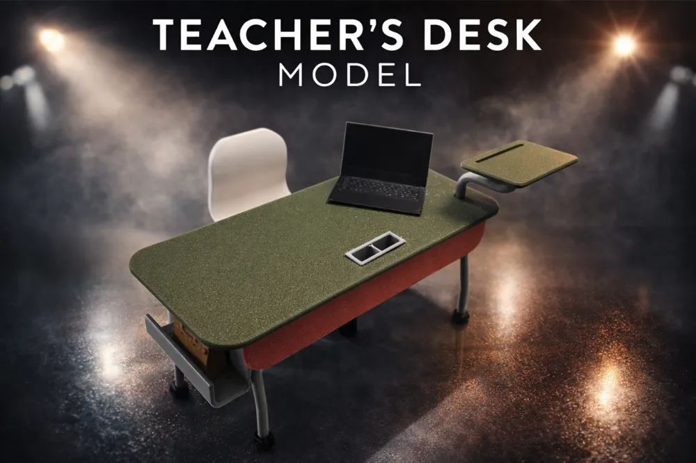 Fully Assembled Modern Teacher's Desk - Free 3D Print Model - MakerWorld