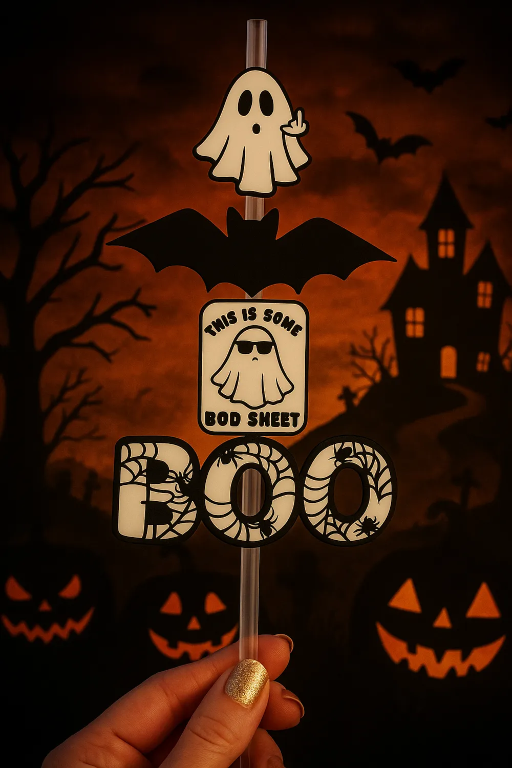 Halloween Straw Toppers, Spooky, Horror by Backyard Creations ...
