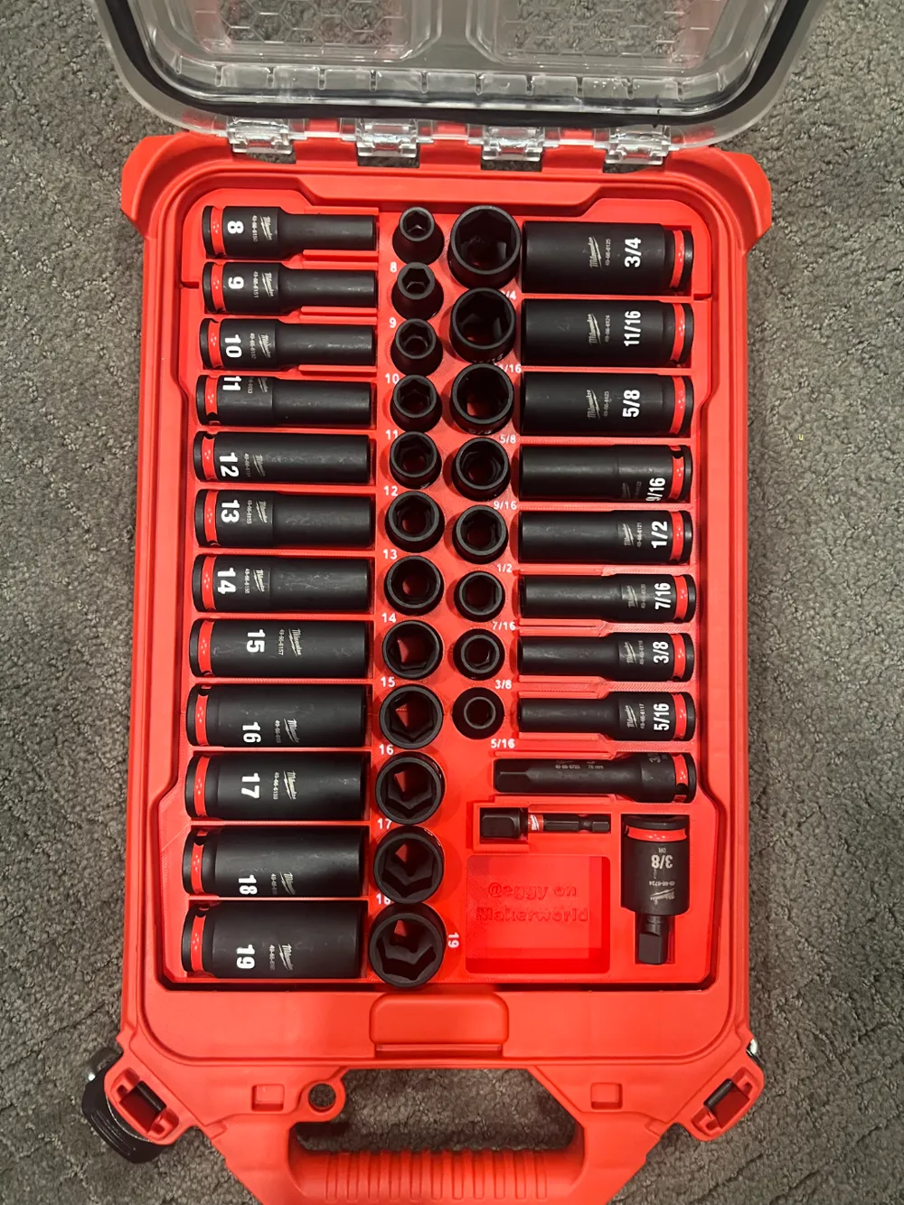 Milwaukee 3/8in 43PC Impact Socket Packout Insert by Balake MakerWorld ...
