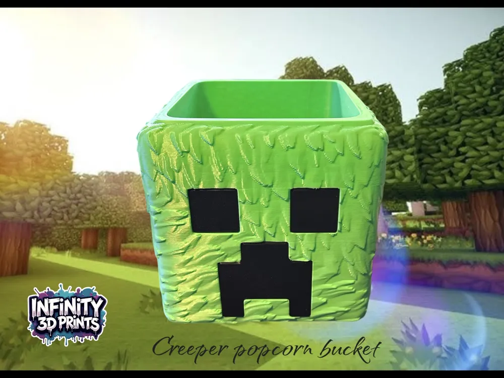 CREEPER POPCORN BUCKET W/FEET BASE -NO AMS by INFINITY 3D PRINTS ...