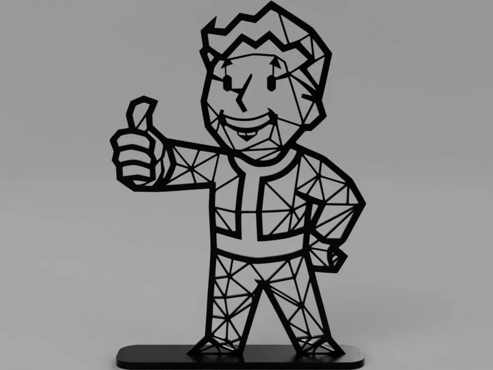 Low poly Vault Boy with stand by Forest87 - MakerWorld