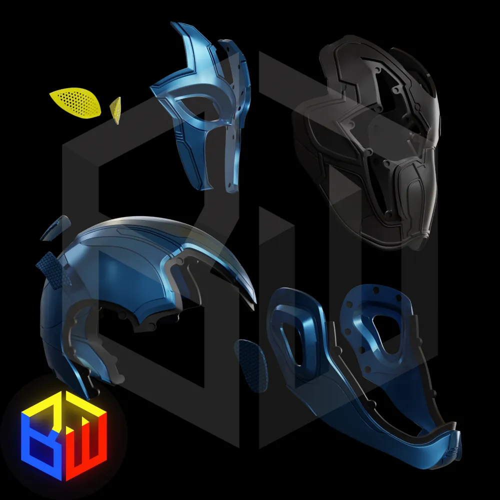 Blue Beetle Movie Helmet V3 - Free 3D Print Model - MakerWorld