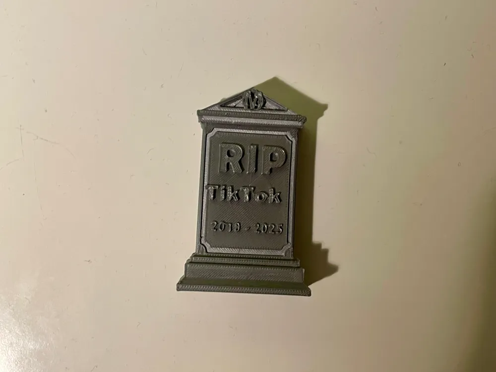 TikTok Tombstone 2018-2025, RIP TikTok by Zombie 3D MakerWorld: Download Free 3D Models