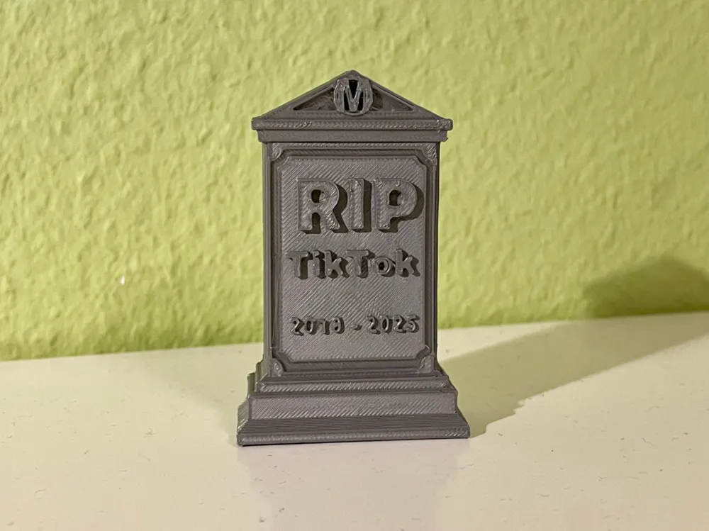 TikTok Tombstone 2018-2025, RIP TikTok by Zombie 3D MakerWorld: Download Free 3D Models