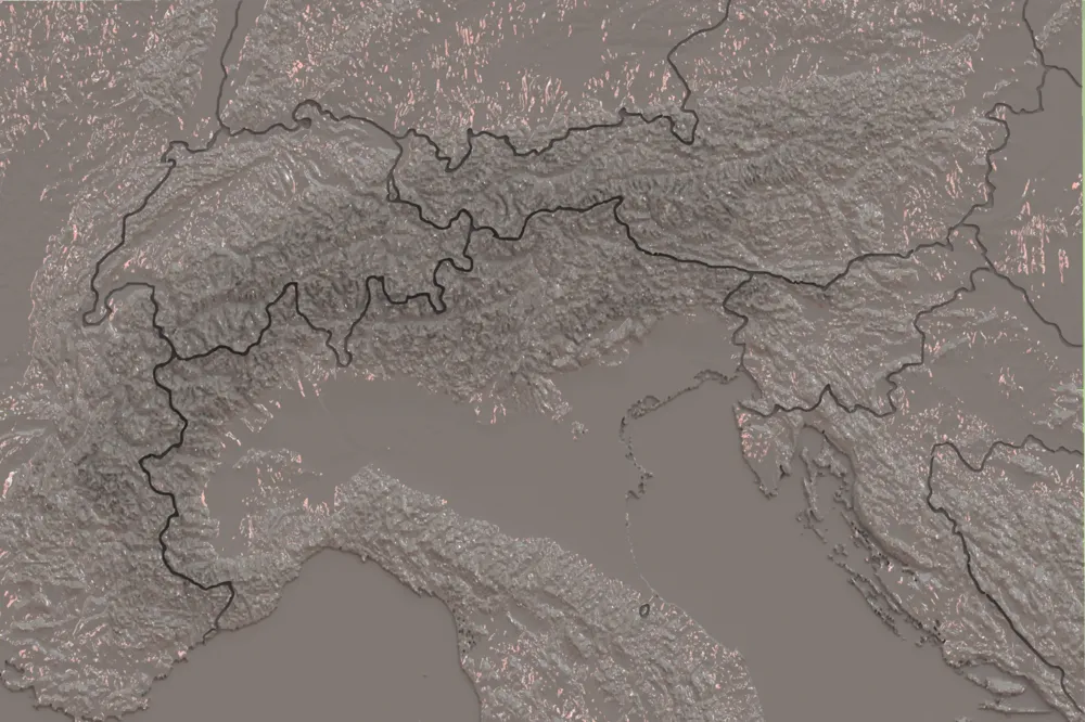 Alps Topology/landscape map - By countries by o.rasek - MakerWorld
