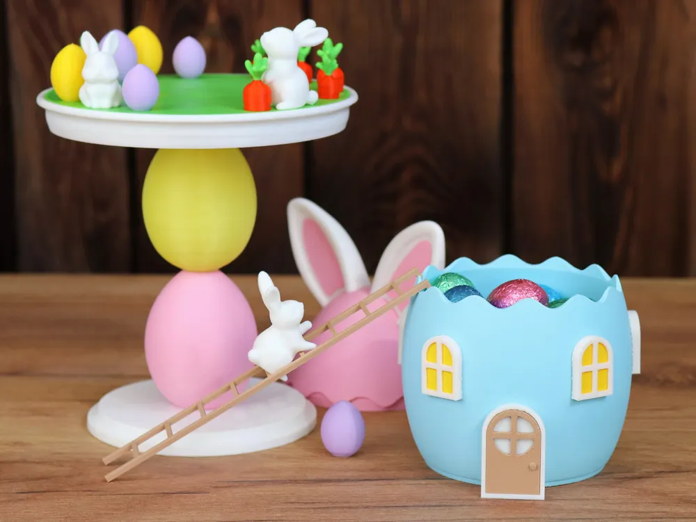 Easter Bunny Egg House & Candy Jar by Johnny_Bit MakerWorld: Download Free 3D Models