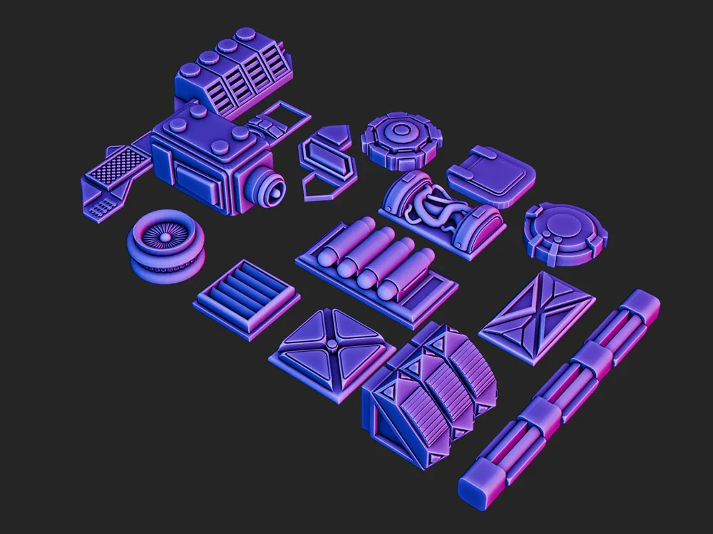 Greeble 模型包 #2 - 免费 3D 打印模型 - MakerWorld