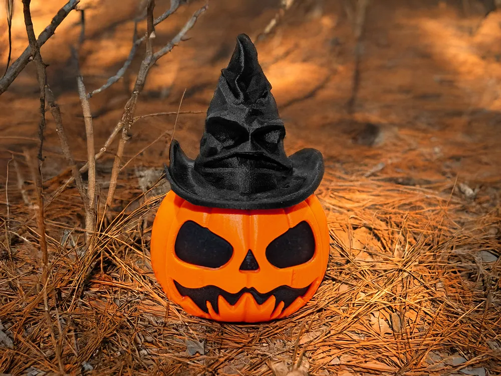 Scary Halloween pumpkin with Sorting Hat by Officina23 - MakerWorld