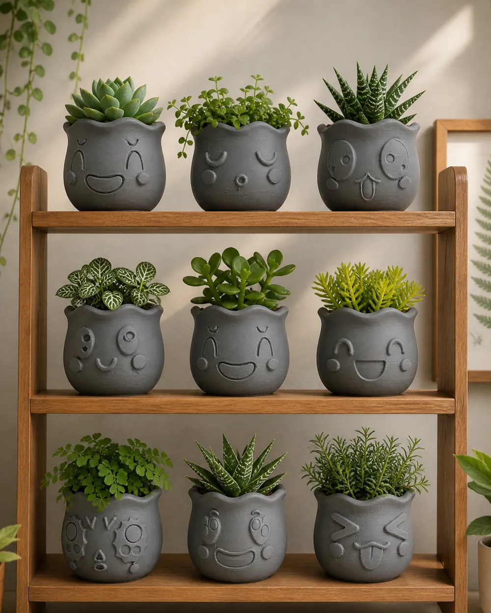 Cute Face Emoji Planters | Succulent Pots - Free 3D Print Model ...