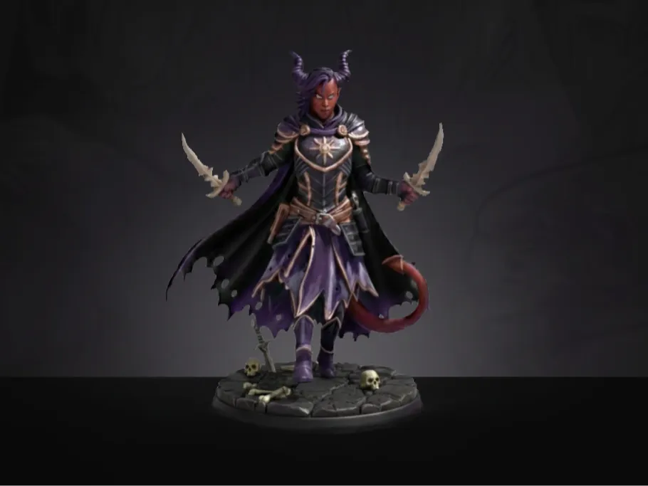 Miniatura D&D Tiefling - Assassin Necromancer 45mm - Free 3D Print ...