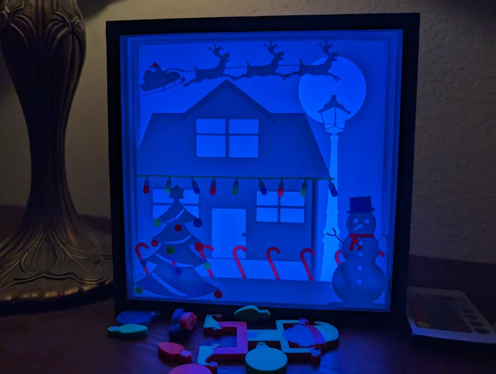 3D Christmas Shadow Light Box by kendeem - MakerWorld