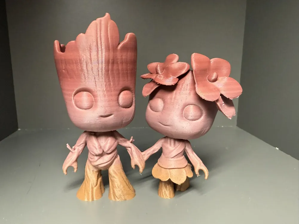 Adorable baby Groot figure with his girlfriend by Mysstra hueforge ...