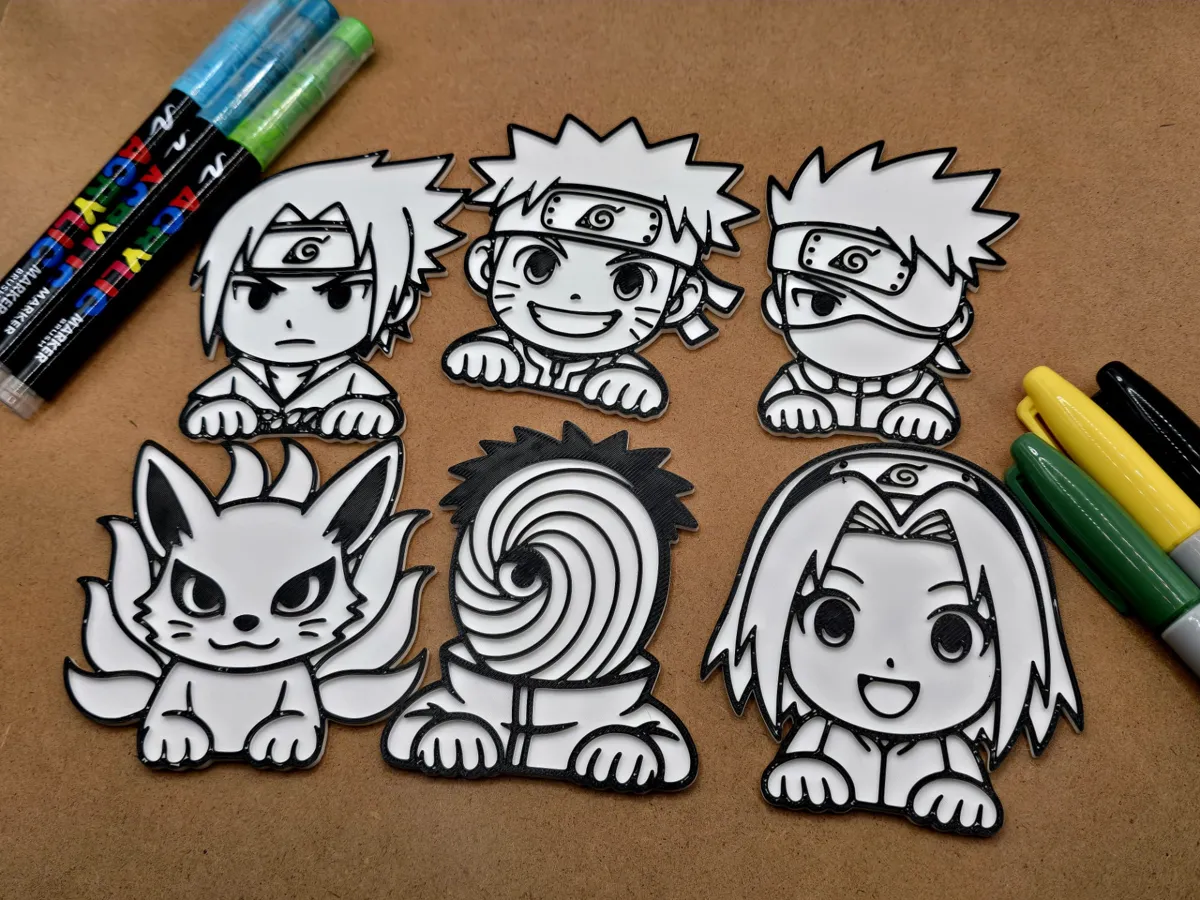 Naruto Ninja Friends Coloring Craft Pack - Free 3D Print Model - MakerWorld