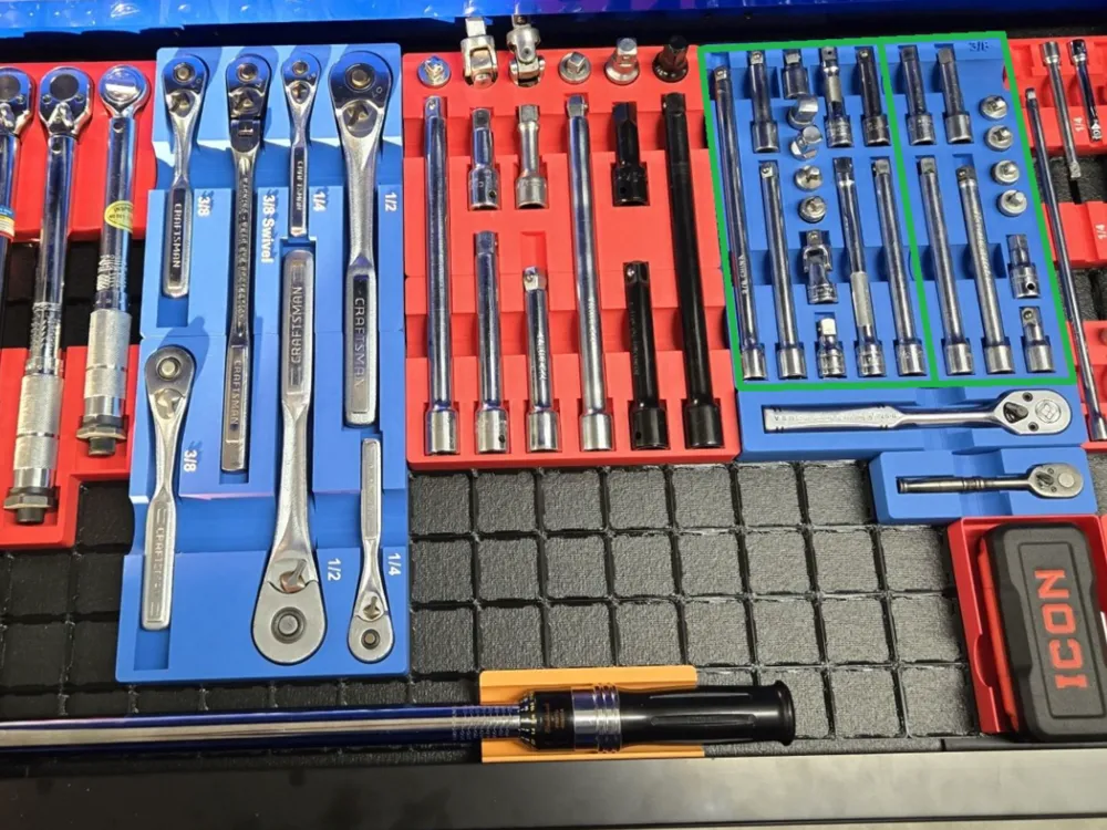 Gridfinity 3/8" Drive extension holder by VFRLuke MakerWorld: Download ...