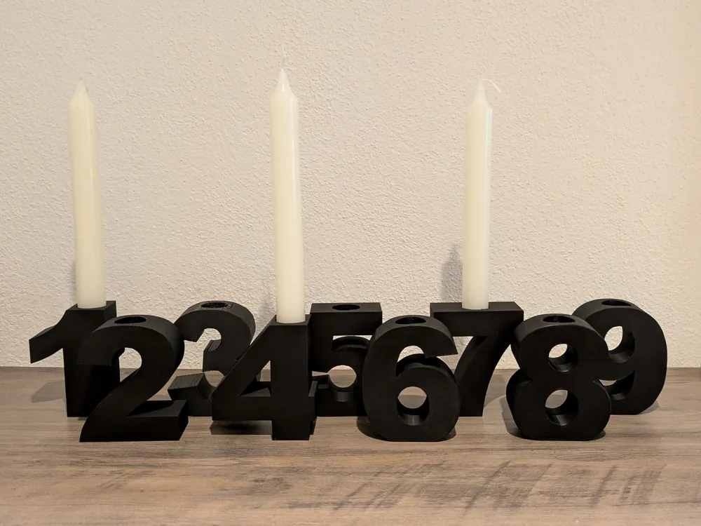 数字生日烛台 高8厘米 来自 HEBBI Prints MakerWorld：免费下载 3D 模型