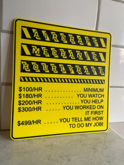 Mechanic Hourly Rate Sign by Wizard7741 - MakerWorld