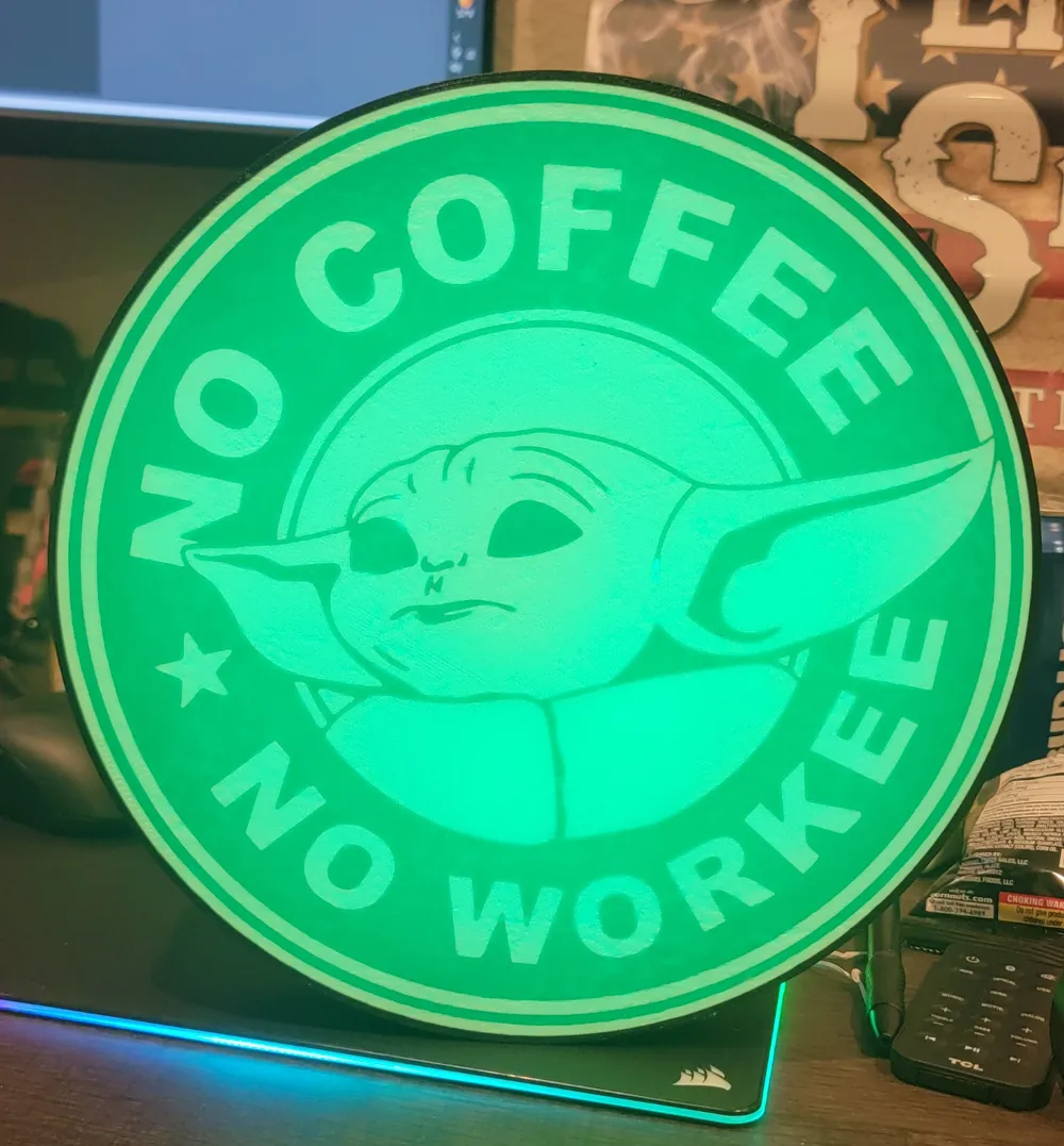 No Coffee No Workee Grogu Lightbox by cruizincris2006 - MakerWorld