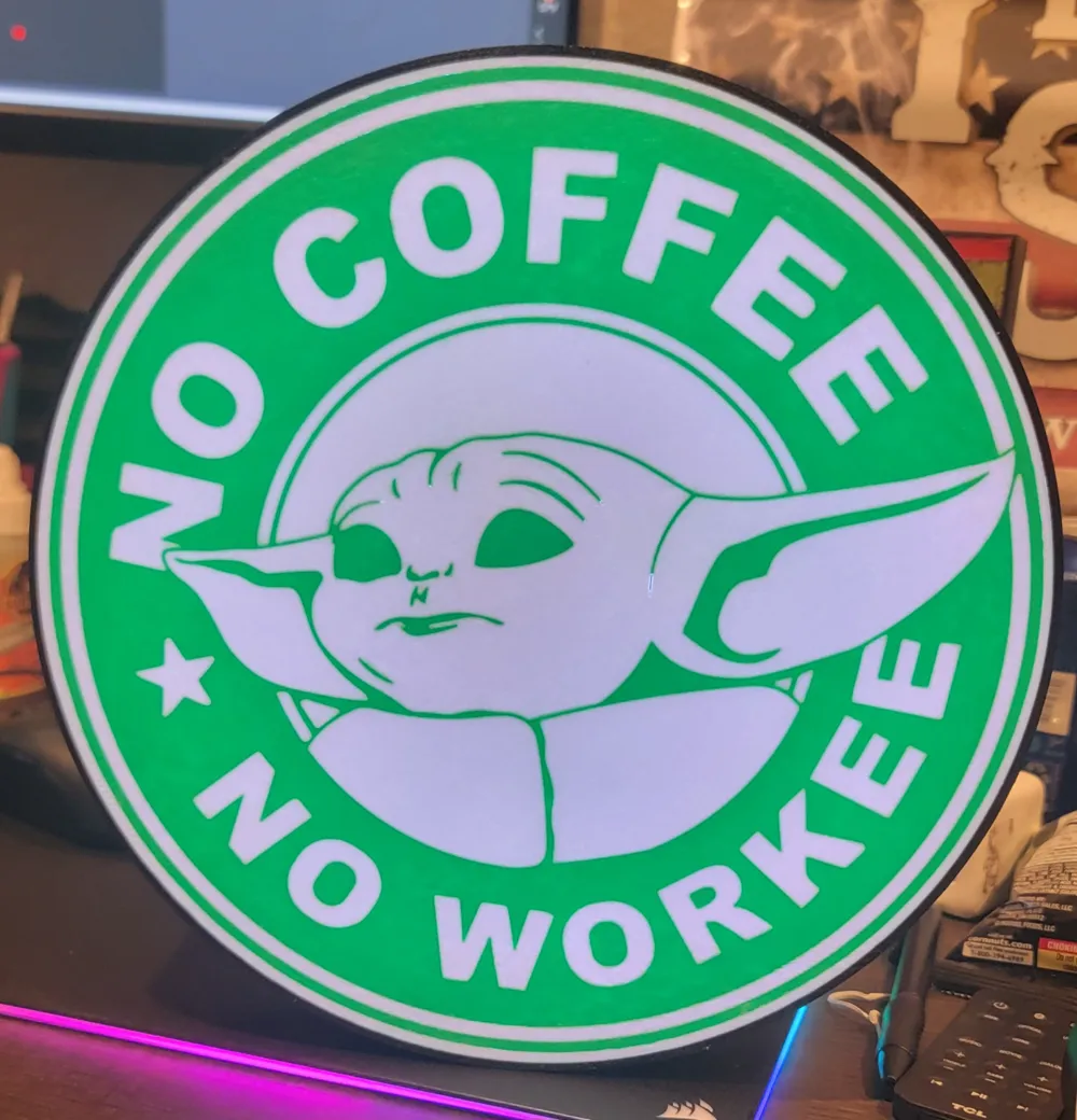 No Coffee No Workee Grogu Lightbox by cruizincris2006 - MakerWorld